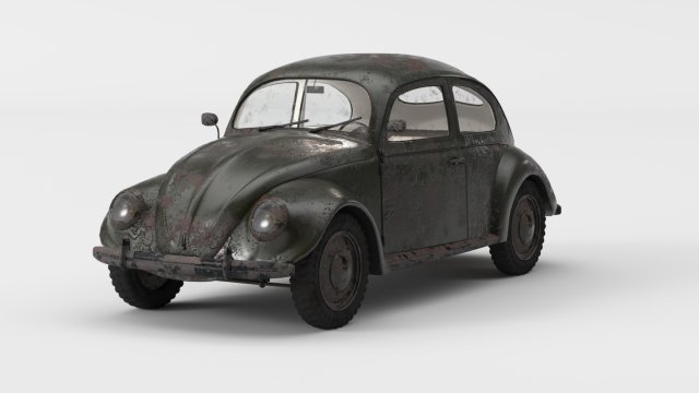 VW Style Beetle Bug Old Rusty WW2 Wrecked Car 3D Model in Classic Cars ...