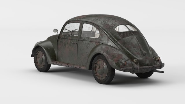 VW Style Beetle Bug Old Rusty WW2 Wrecked Car 3D Model in Classic Cars ...