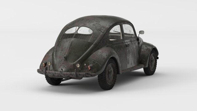 VW Style Beetle Bug Old Rusty WW2 Wrecked Car 3D Model in Classic Cars ...