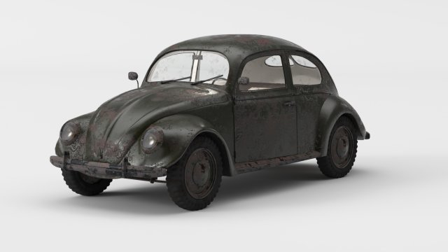 VW Style Beetle Bug Old Rusty WW2 Wrecked Car 3D Model in Classic Cars ...