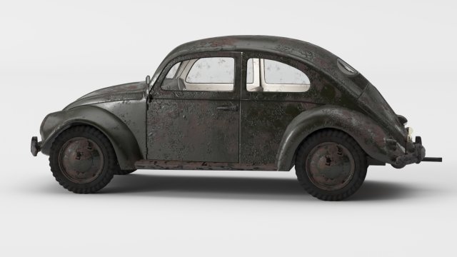 VW Style Beetle Bug Old Rusty WW2 Wrecked Car 3D Model in Classic Cars ...