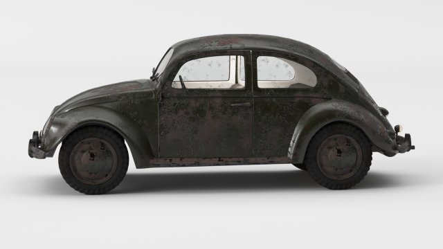 VW Style Beetle Bug Old Rusty WW2 Wrecked Car 3D Model in Classic Cars ...