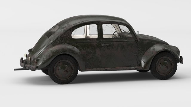VW Style Beetle Bug Old Rusty WW2 Wrecked Car 3D Model in Classic Cars ...