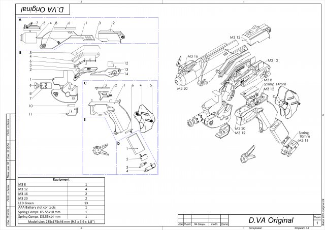 DVa Blaster - Overwatch - Printable - STL files - Pesonal Use 3D Print ...