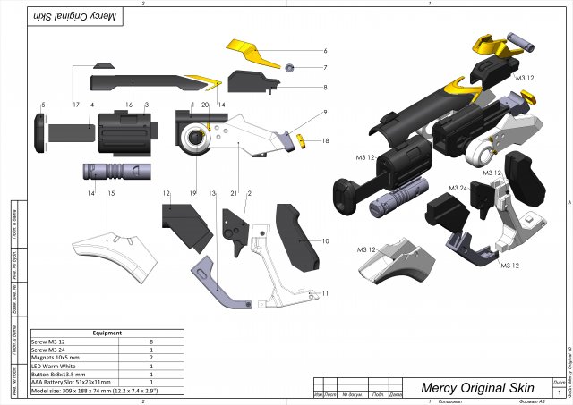 Mercy Blaster 3 Skins - Overwatch - Printable - STL files 3D Print ...