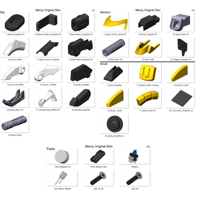 Mercy Blaster 3 Skins - Overwatch - Printable - STL files 3D Print ...