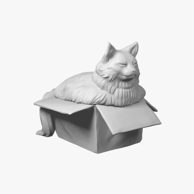 Fat cat in box for 3D printing 3D Print Model in Animals 3DExport