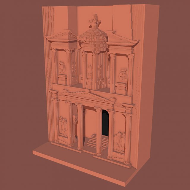 Voxel Treasury of Petra 3D Model in Landmarks 3DExport