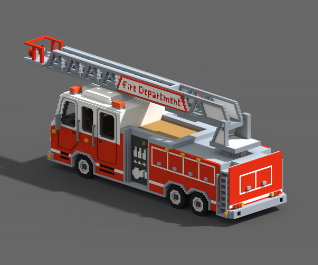 Voxel Fire Truck 3D Model in Truck 3DExport