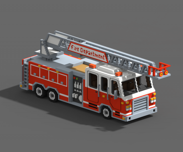 Voxel Fire Truck 3D Model in Truck 3DExport