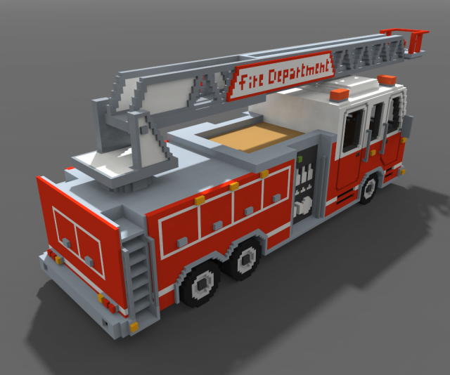 Voxel Fire Truck 3D Model in Truck 3DExport
