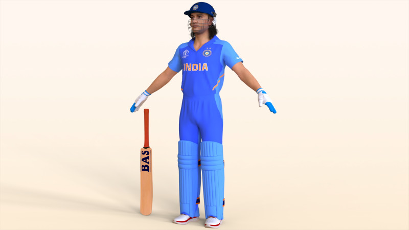 Cricket Batsman Dhoni 3D Model in Man 3DExport
