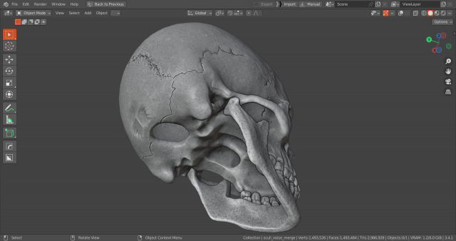 Scull 3D Print Model in Anatomy 3DExport