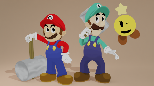 Mario and Luigi 3D Model in Other 3DExport