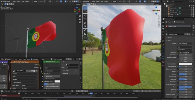 Animated Portugal Flags 3D Model in Environment 3DExport
