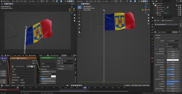 Animated Romania Flags 3D Model in Environment 3DExport