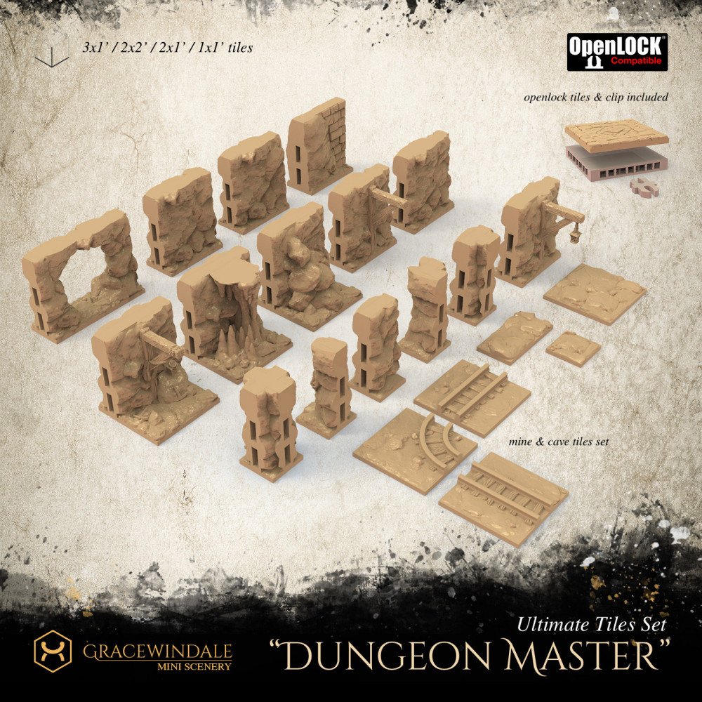 Dungeon Master Ultimate Tile Set 3D Print Model in Terrain 3DExport