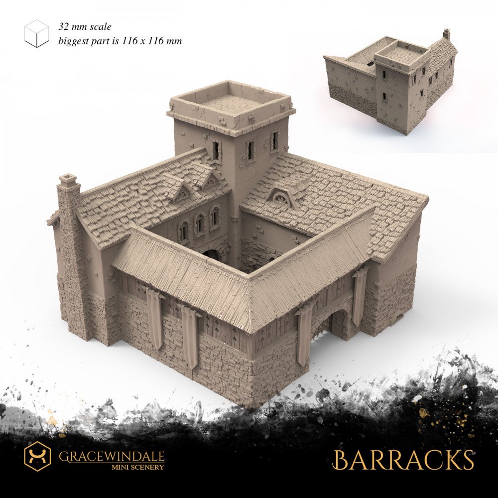 Barracks 3D Print Model in Terrain 3DExport