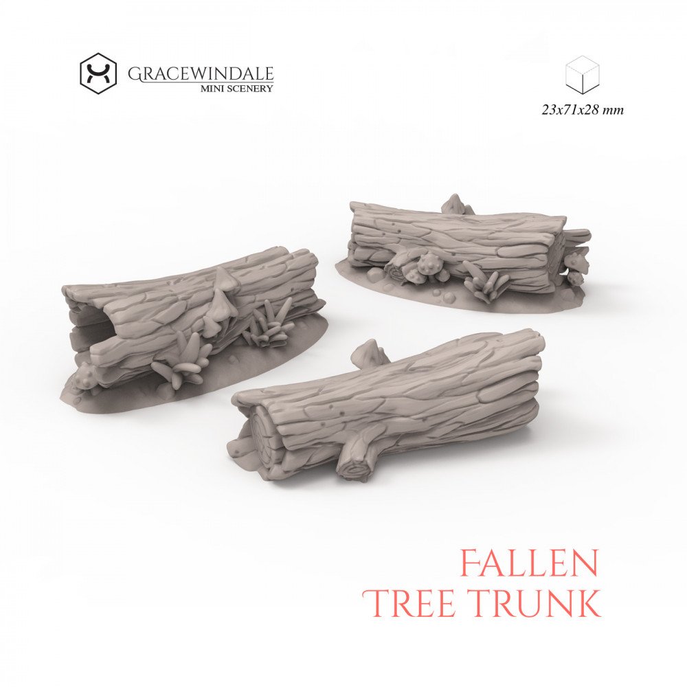 Fallen Tree Trunk 3D Print Model in Terrain 3DExport