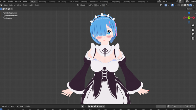 Rem 3D fan art from Re zero - blender format 3D Model in Cartoon 3DExport
