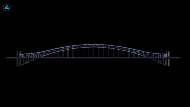 Steel Through Arch Bridge 3D Model in Bridge 3DExport