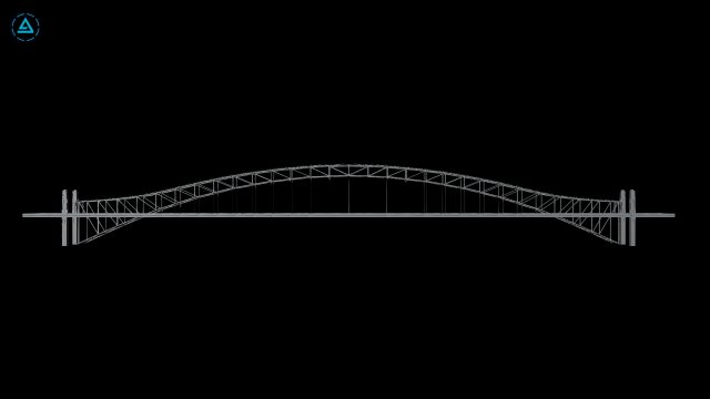 Steel Through Arch Bridge 3D Model in Bridge 3DExport