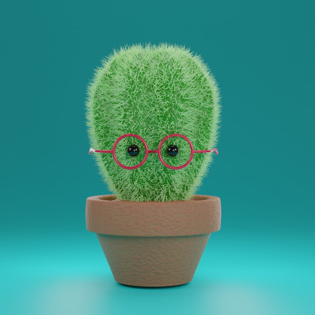 Tiny cactus 3D Model in Cartoon 3DExport