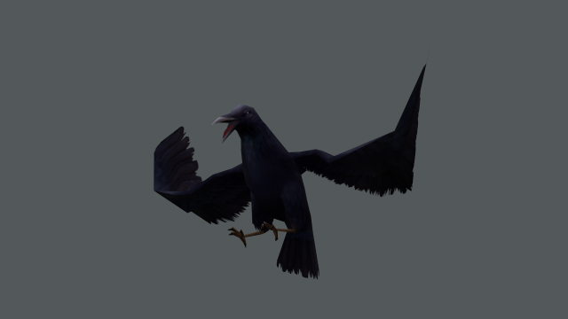 Low-poly animated crow 3D Model in Bird 3DExport