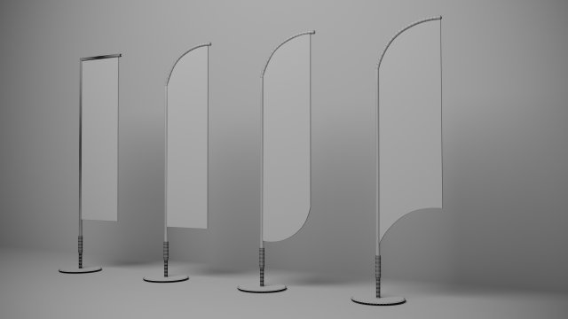 Banner Flags Low-poly 3D Model in Miscellaneous 3DExport
