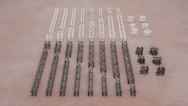 Stage Constructions Elements Truss 3D Model in Parts 3DExport