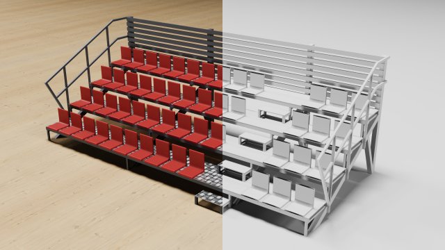 Tribune 3D Model in Stadium 3DExport