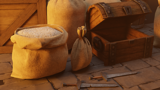Medieval Burlap Sacks and other - Asset 3D Model in Game Assets 3DExport