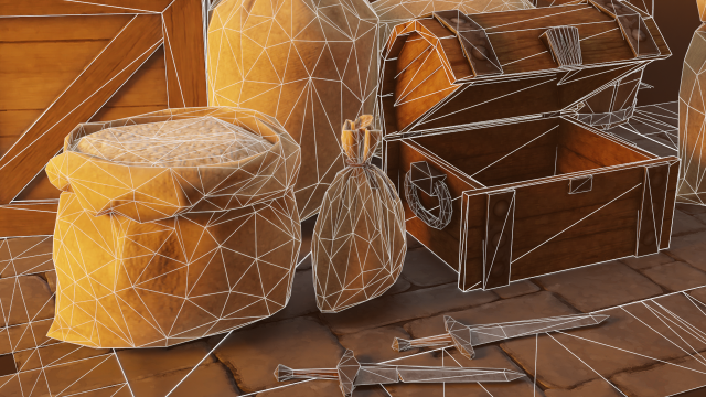 Medieval Burlap Sacks and other - Asset 3D Model in Game Assets 3DExport