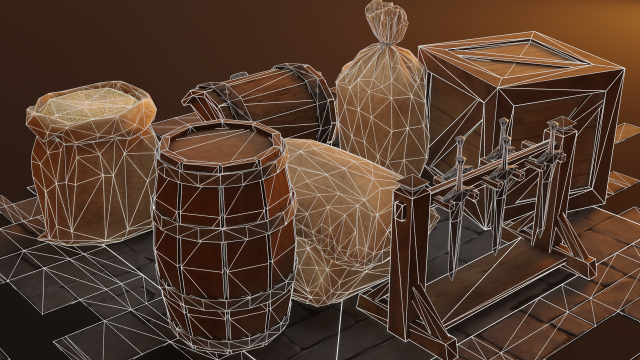 Medieval Burlap Sacks and other - Asset 3D Model in Game Assets 3DExport