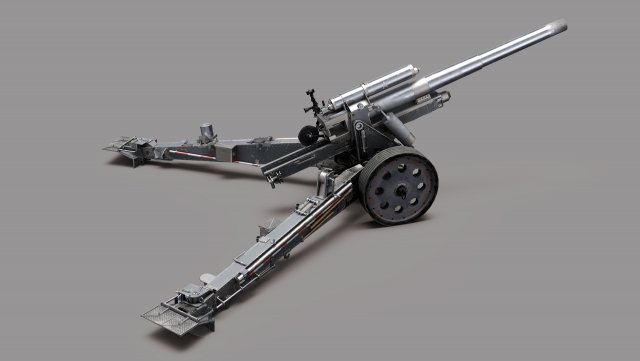 Howitzer 15cm SFH18 3D Model in Artillery 3DExport