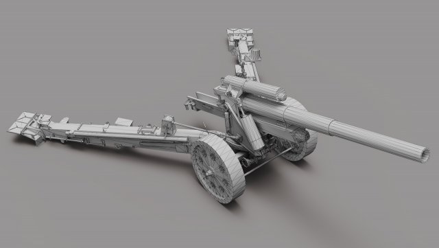 Howitzer 15cm SFH18 3D Model in Artillery 3DExport