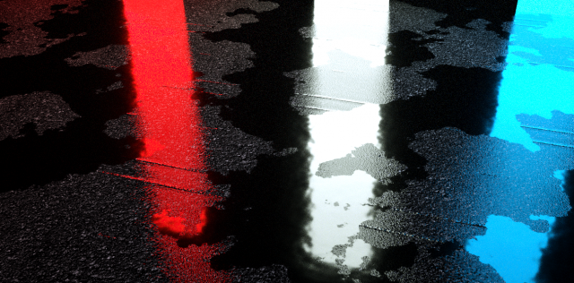 Wet realistic asphalt CG Textures in Landscapes 3DExport