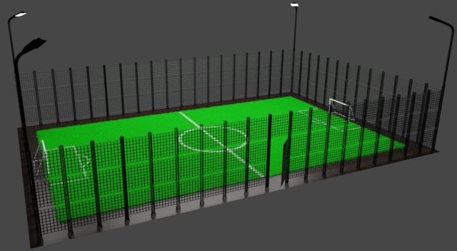 Mini football field with artificial grass 3D Model in Playground 3DExport