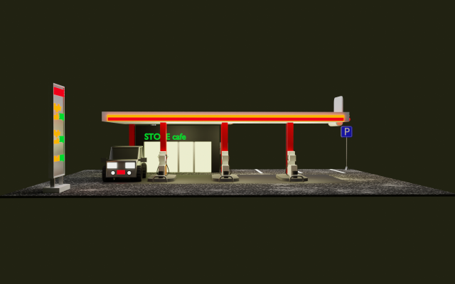 Gas station Low-poly 3D Model in Other 3DExport