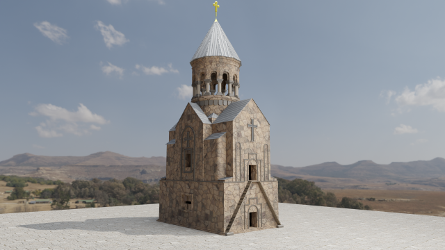 Ancient monastery Ancient church Low-poly 3D Model in Landmarks 3DExport