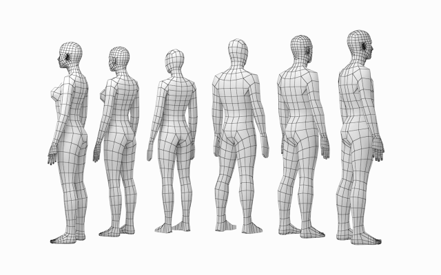 Natural Female and Male in Rest Pose Base Mesh BUNDLE 3D Model in Woman ...
