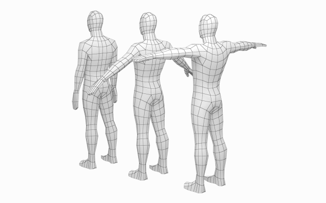 Natural Male in 3 Modeling Poses Base Mesh 3D Model in Man 3DExport