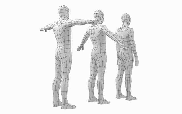 Natural Male in 3 Modeling Poses Base Mesh 3D Model in Man 3DExport