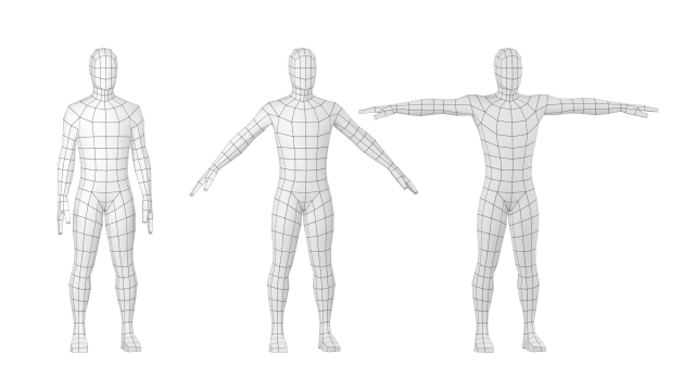 Natural Male in 3 Modeling Poses Base Mesh 3D Model in Man 3DExport