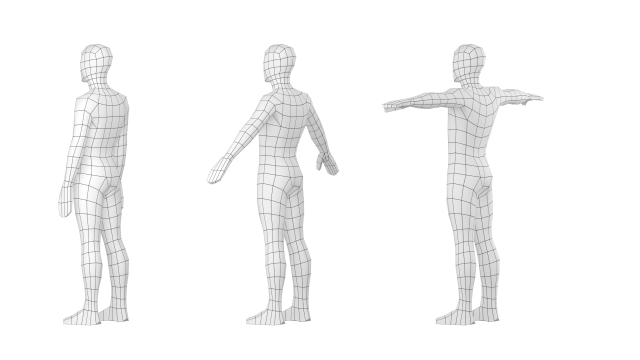 Natural Male in 3 Modeling Poses Base Mesh 3D Model in Man 3DExport