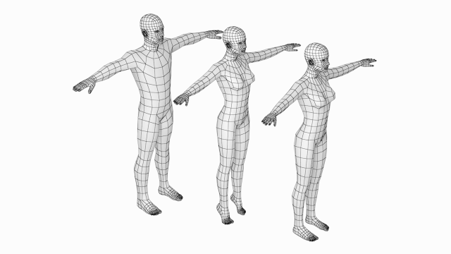 Natural Female and Male in T-Pose Base Mesh 3D Model in Woman 3DExport