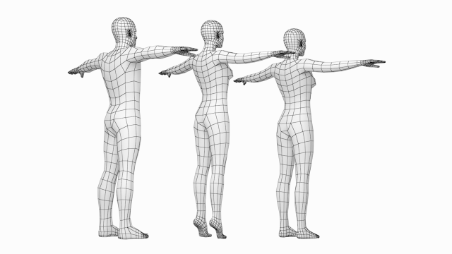 Natural Female and Male in T-Pose Base Mesh 3D Model in Woman 3DExport
