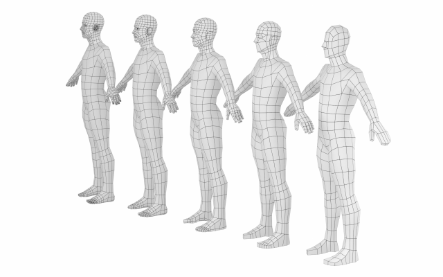 Natural Male in A-Pose in 5 Topologies 3D Model in Man 3DExport