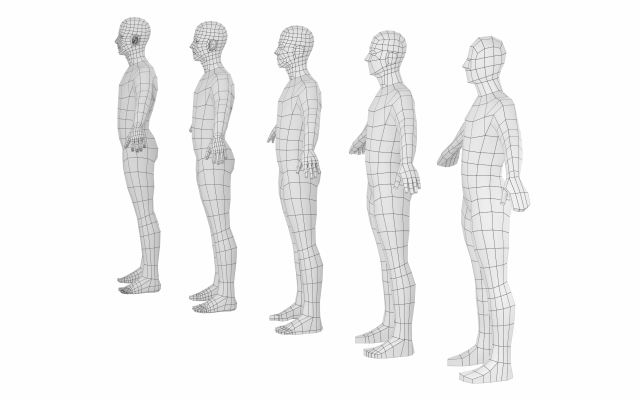 Natural Male in A-Pose in 5 Topologies 3D Model in Man 3DExport