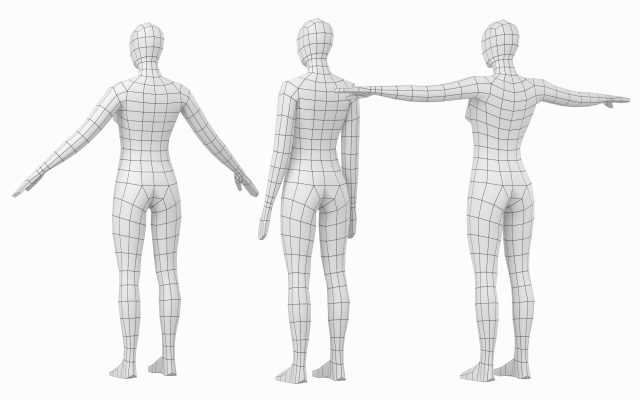Natural Female in In 3 Modeling Poses Base Mesh 3D Model in Woman 3DExport